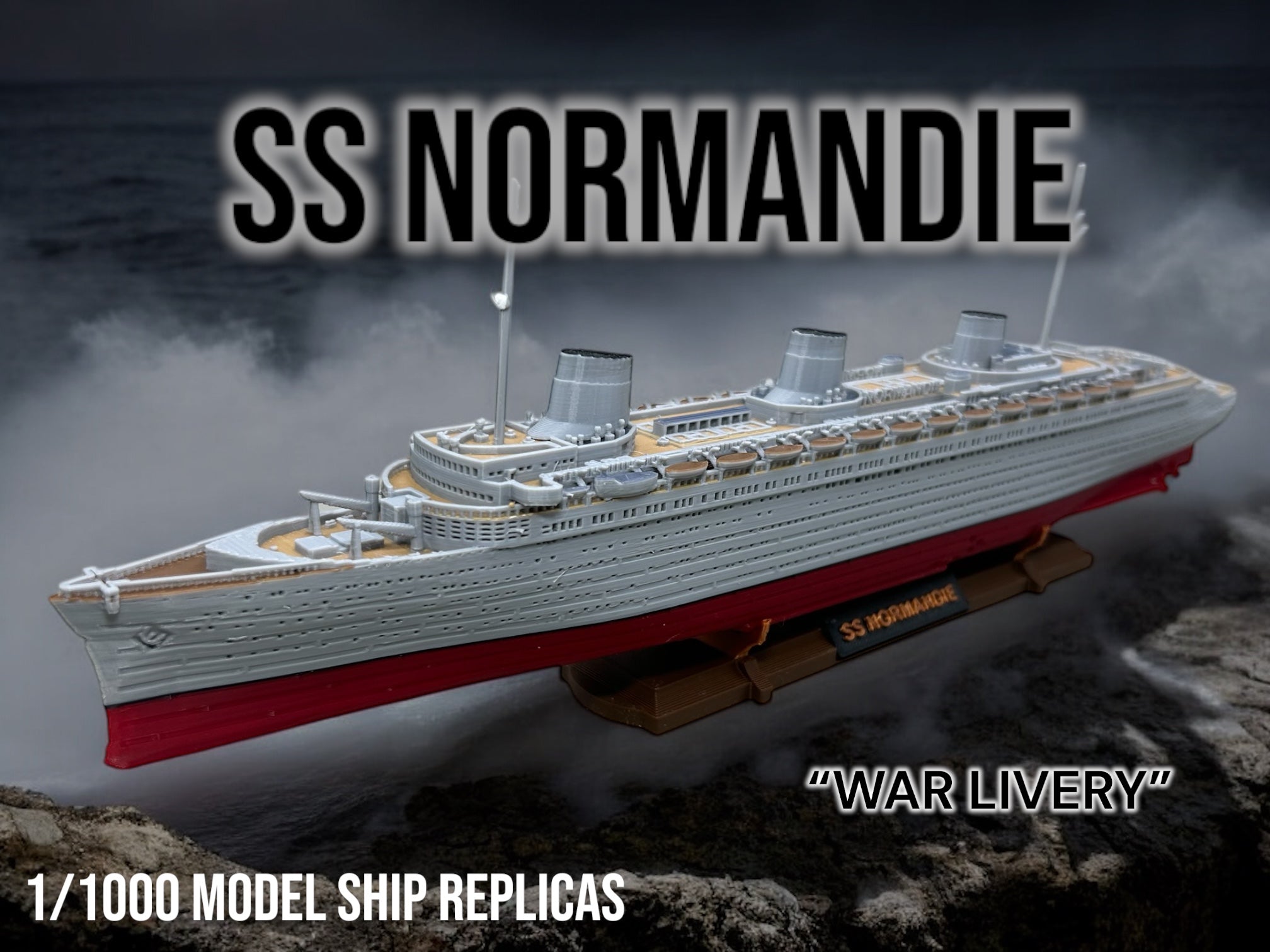 12" SS Normandie Replica War Livery – PrintHive3d
